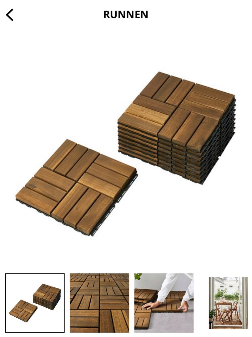 59pcs of Runnen wood tiles - Ikea, Furniture & Home Living, Outdoor ...