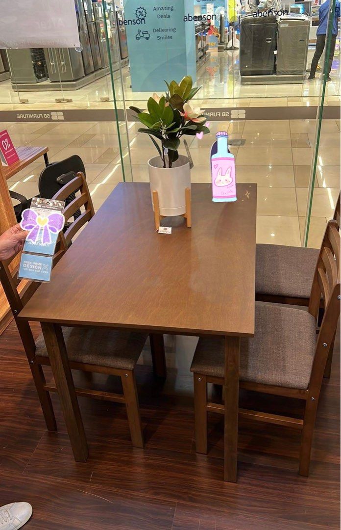 4-Seater Dining Set Brown Wooden Table and Chairs by Abenson on Carousell