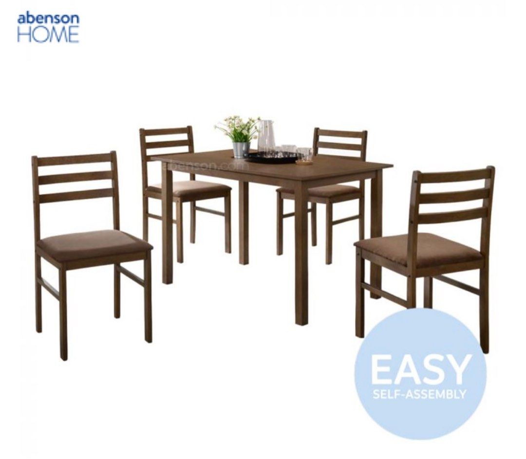 4-Seater Dining Set Brown Wooden Table and Chairs by Abenson on Carousell