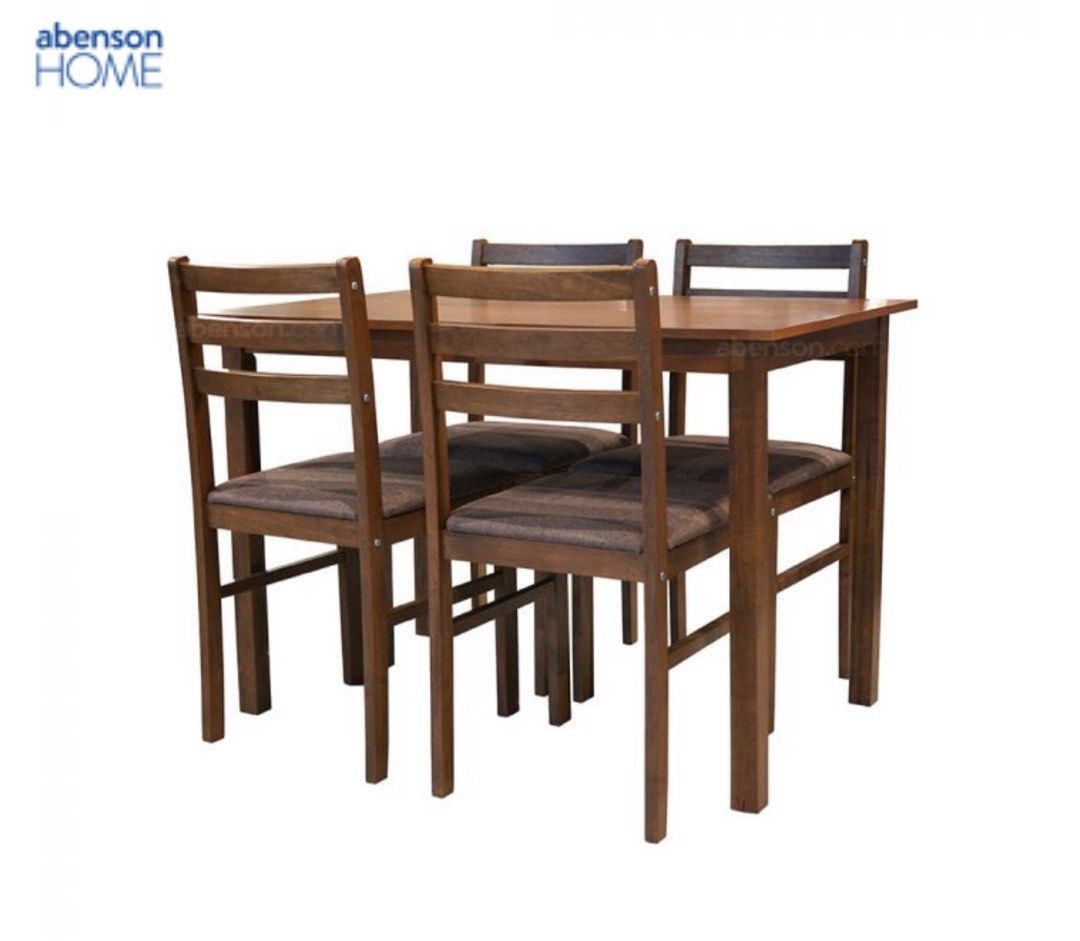 4-Seater Dining Set Brown Wooden Table and Chairs by Abenson on Carousell