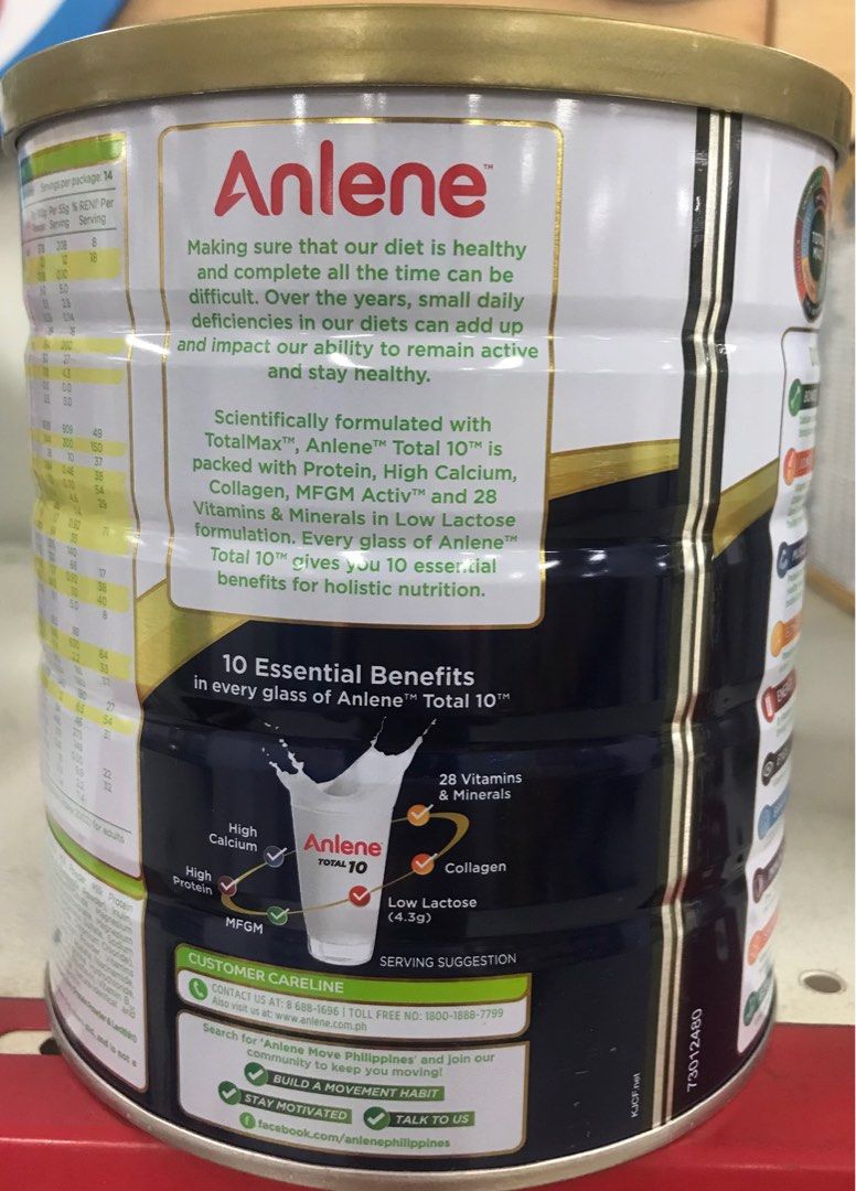 800g Anlene Total 10 Vanilla Flavor Adult Nutritional Supplement Powder ...