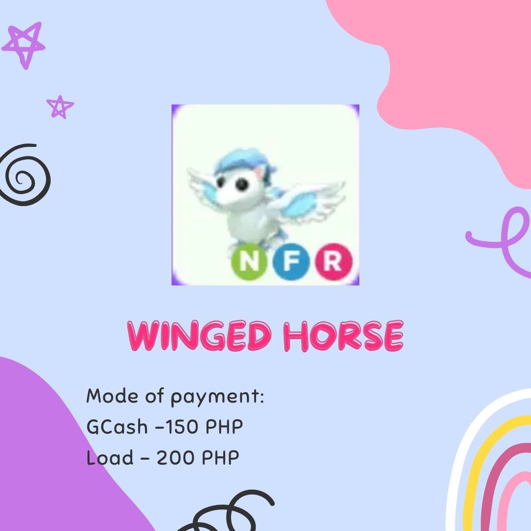 ADOPT ME NFR WINGED HORSE (NEON FLY RIDE), Video Gaming, Video Games ...