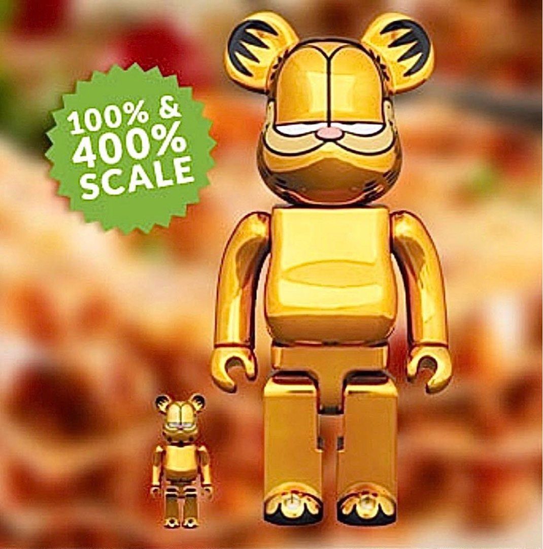 Bearbrick Garfield Gold Chrome Ver. 400%, Hobbies & Toys, Toys & Games ...