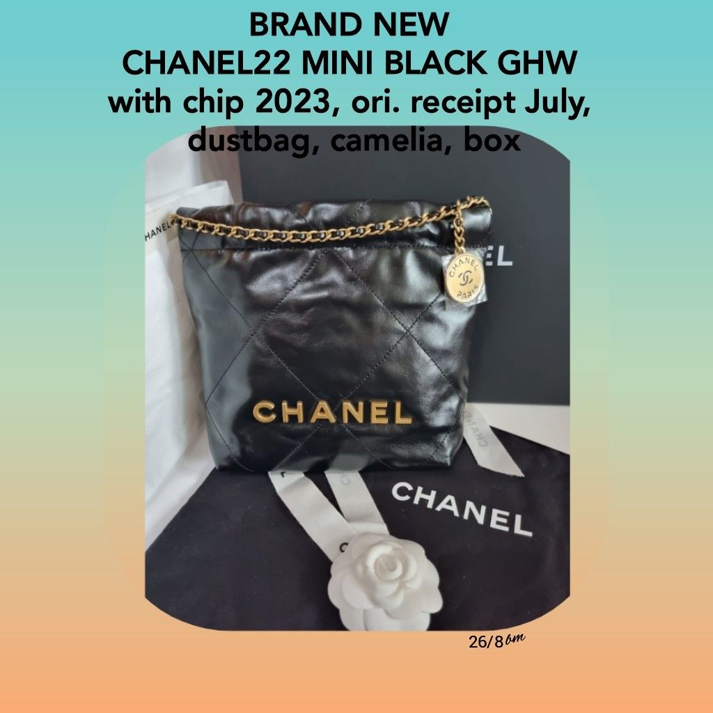 CHANEL 22 MINI BLACK GHW, Fesyen Wanita, Tas & Dompet di Carousell