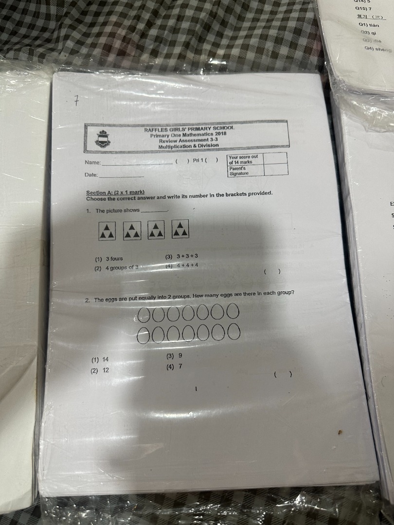 CHEAP AND GOOD EXAM PAPER FOR PRIMARY 1 CHINESE AND MATH FROM GOOD ...