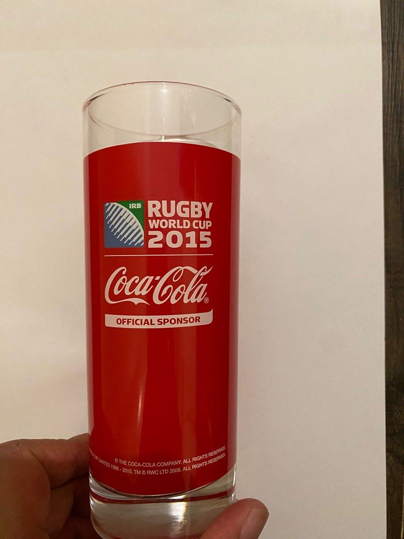 Coca Cola rugby glass, 傢俬＆家居, 廚具和餐具, 茶具配件 - Carousell