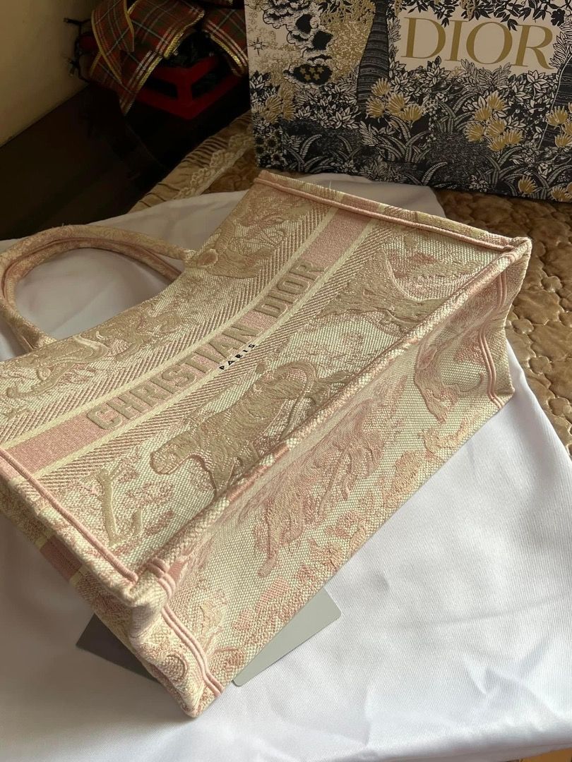 DIOR BOOK TOTE BAG PINK TIGER RARE COLLECTION on Carousell
