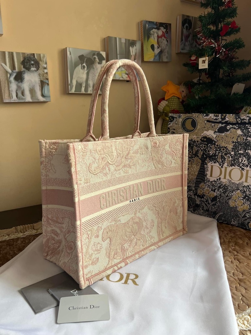 DIOR BOOK TOTE BAG PINK TIGER RARE COLLECTION on Carousell