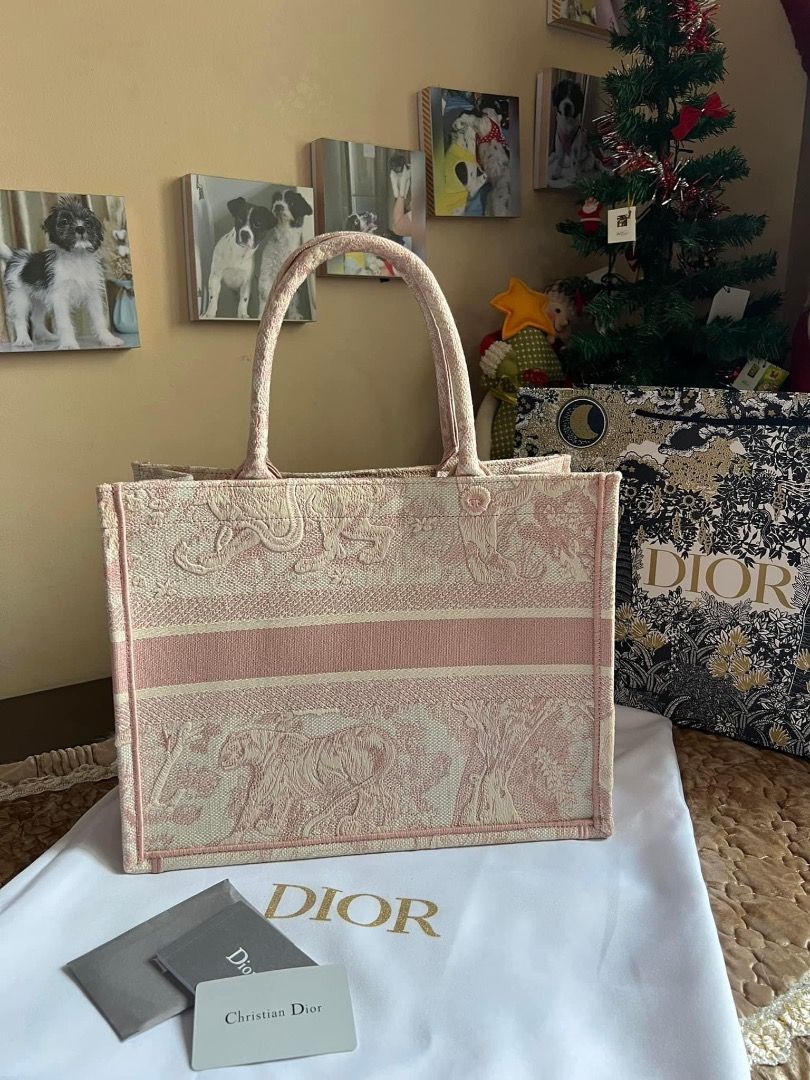 DIOR BOOK TOTE BAG PINK TIGER RARE COLLECTION on Carousell