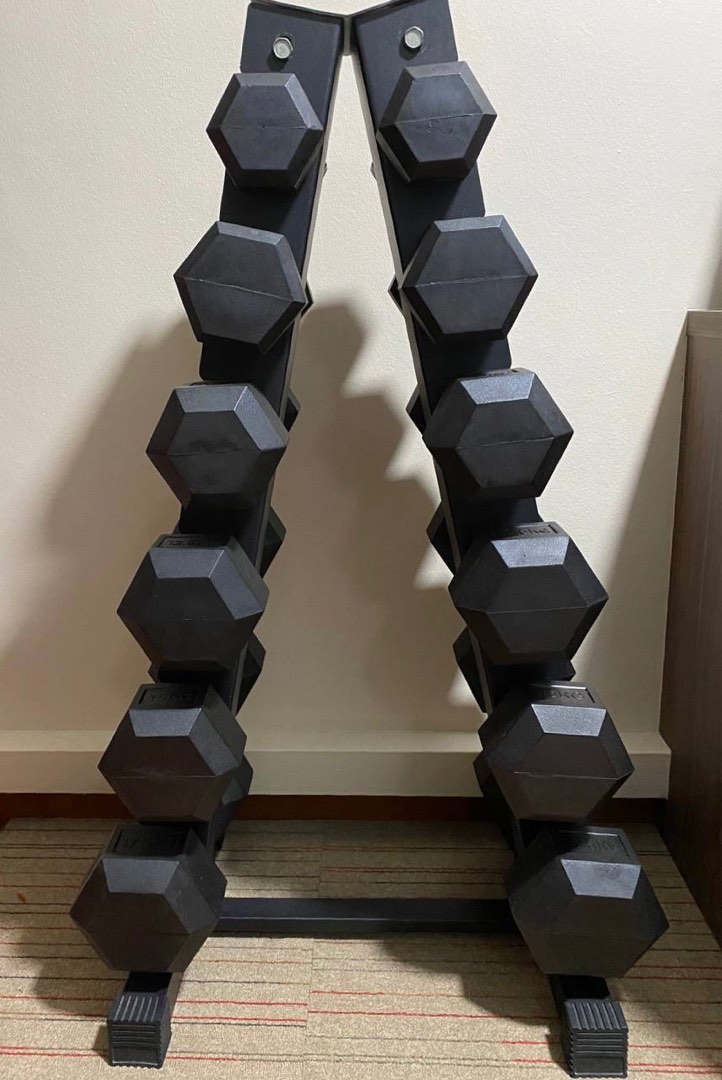 dumbbells with rack (full set), Sports Equipment, Exercise & Fitness ...