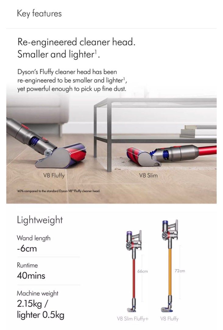 Dyson V8 Slim Fluffy (full set) with delivery , TV & Home Appliances ...