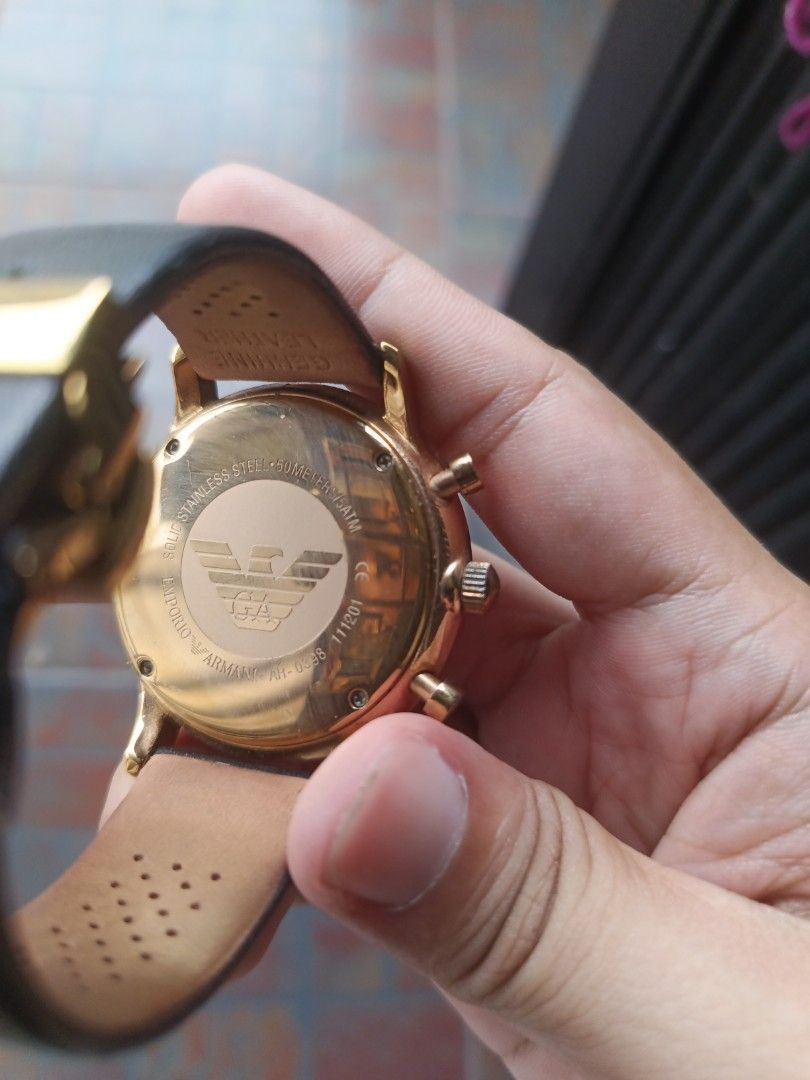 Emporio Armani Mens Classic Gianni Chronograph Watch Rose Gold Plated ...