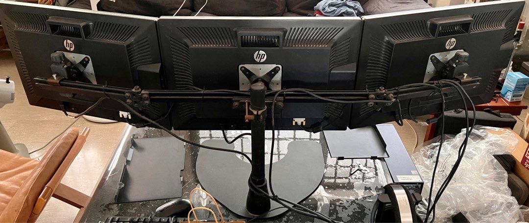 Ergotech 100-D16-B03 Triple LCD Horizontal Desk Stand with Standard ...