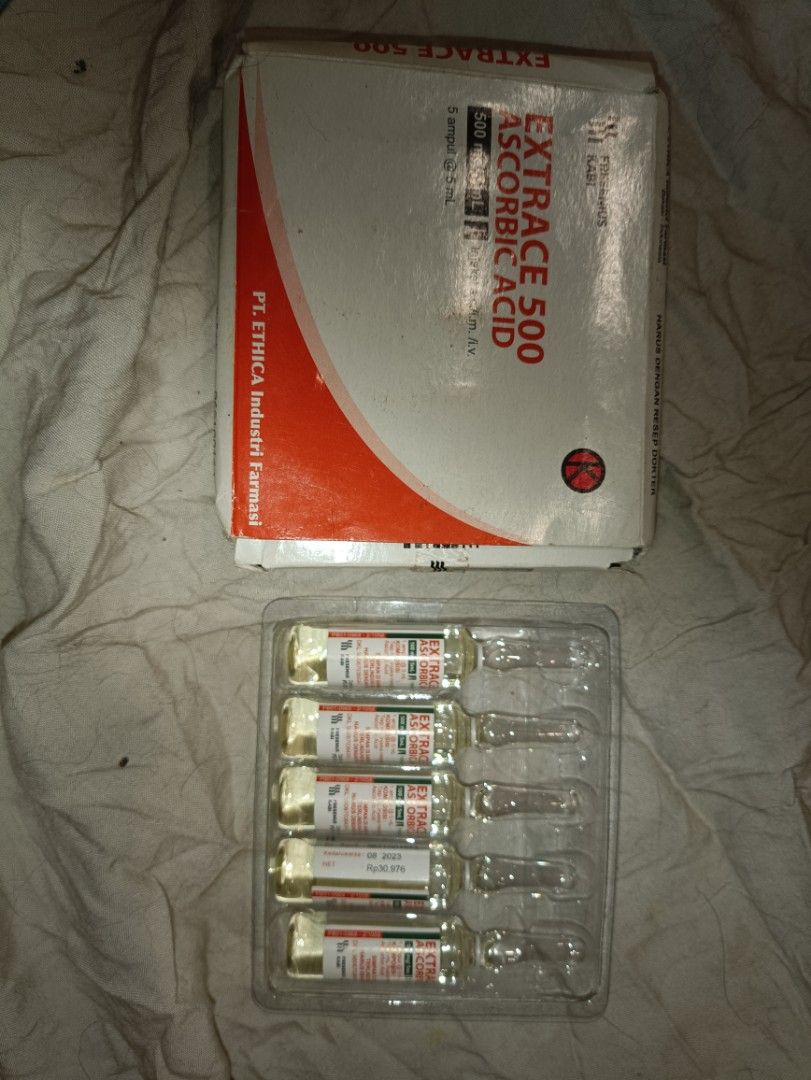 EXTRACE 500 Ascorbic acid injection, Kesehatan & Kecantikan, Kulit ...