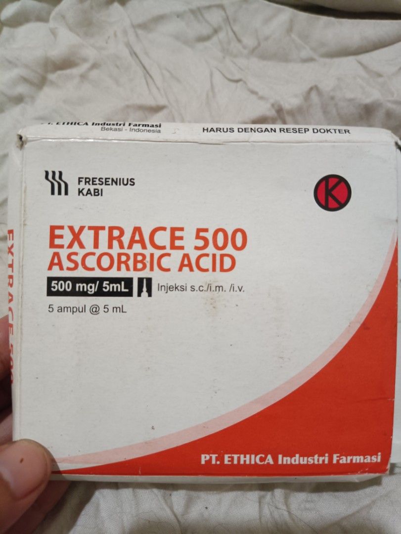 EXTRACE 500 Ascorbic acid injection, Kesehatan & Kecantikan, Kulit ...
