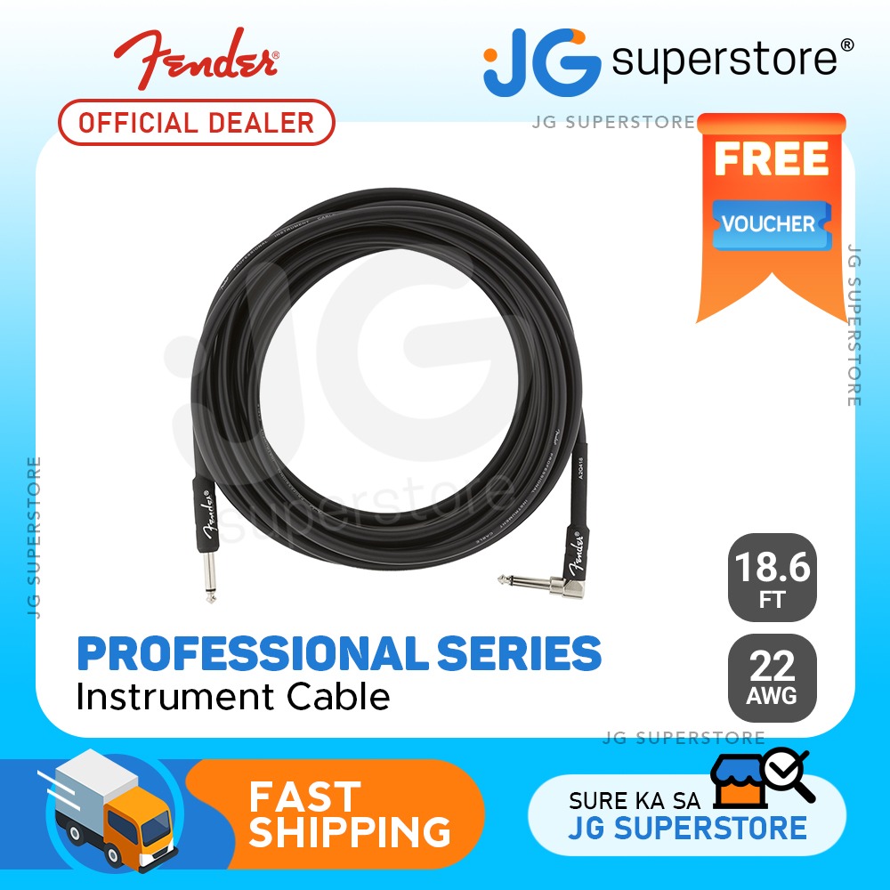 Fender Professional Series Instrument Cable 18.6ft 5.5m Straight-Angle ...