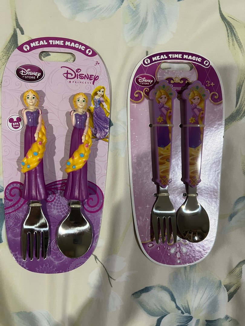 Disney Princess Rapunzel Fork and spoon set, Babies & Kids, Nursing ...