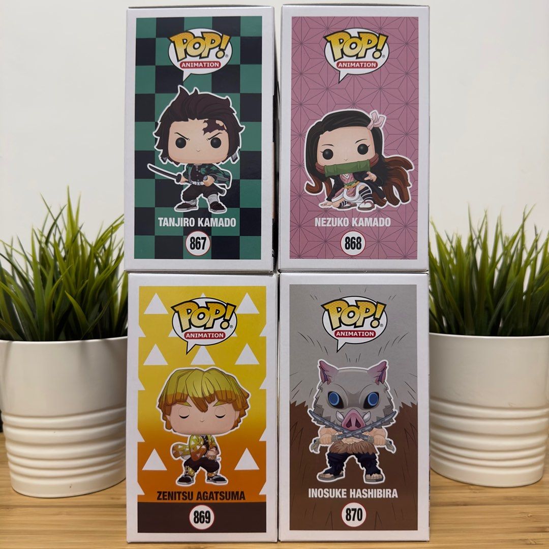 Funko Pop Demon Slayer Set Tanjiro Nezuko Zenitsu Inosuke, Hobbies ...