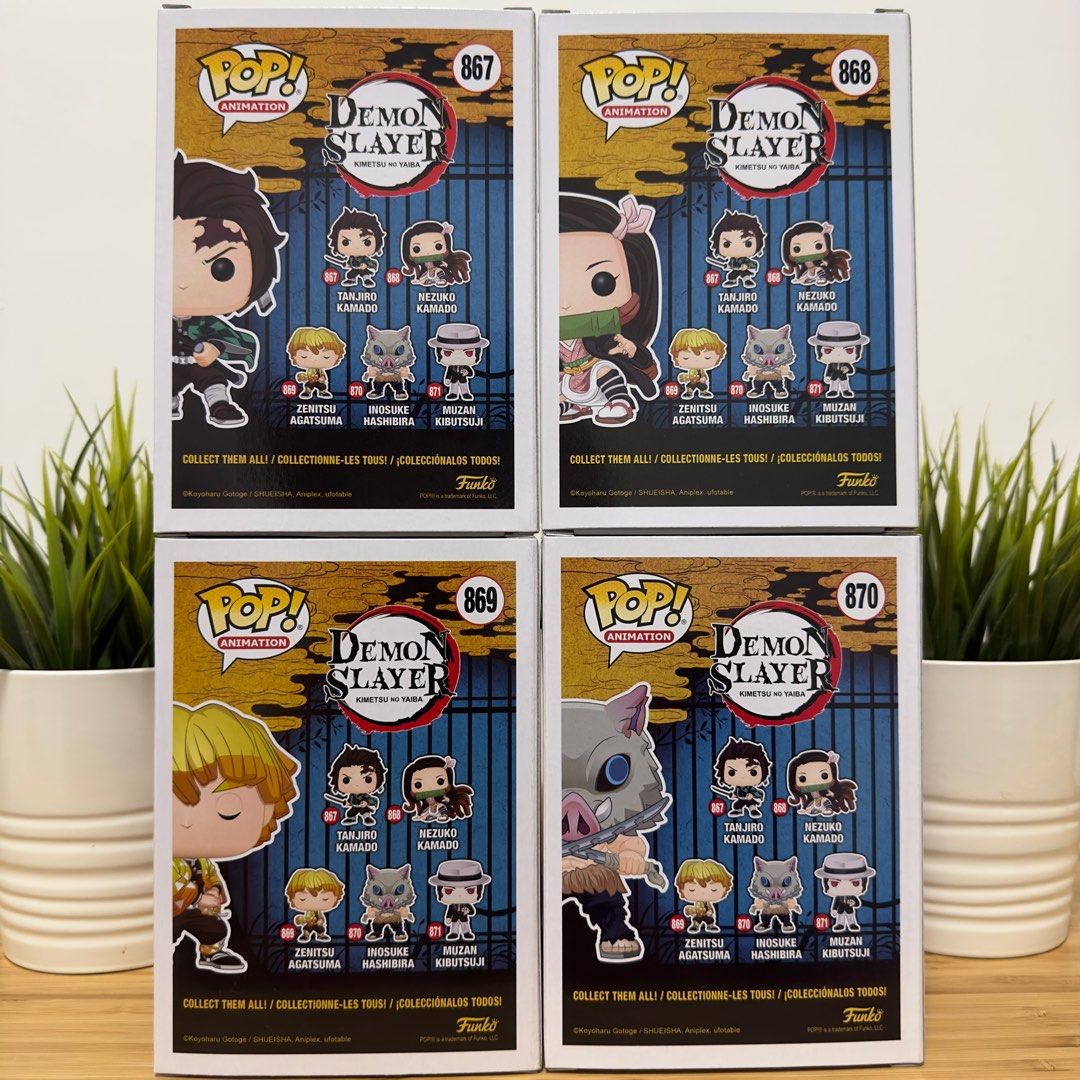 Funko Pop Demon Slayer Set Tanjiro Nezuko Zenitsu Inosuke, Hobbies ...