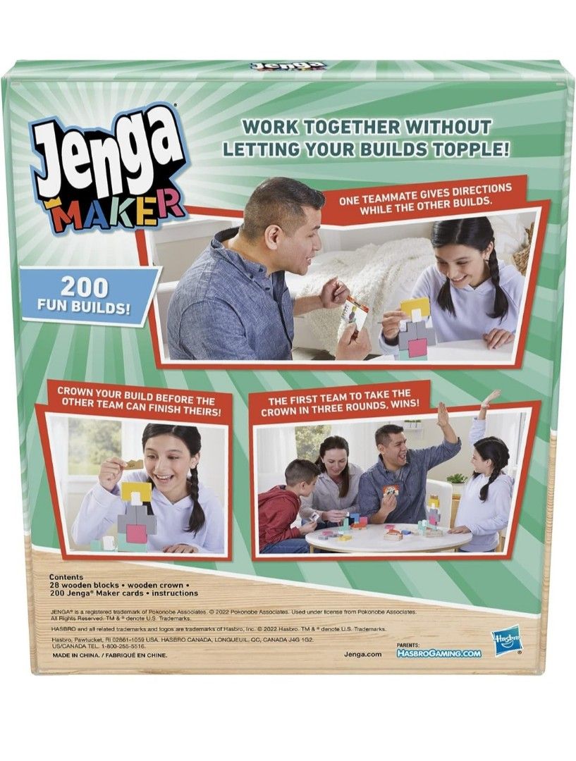Hasbro Gaming- Jenga Maker, Hobbies & Toys, Toys & Games on Carousell