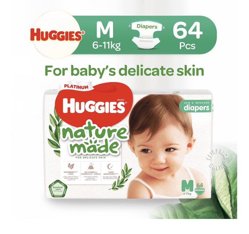 Huggies Nature Made size M tape diaper x 3 packets, Babies & Kids ...