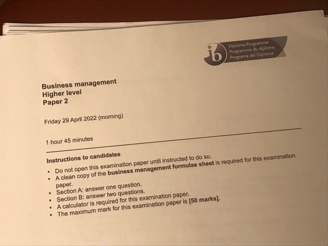 IB Business management/ psychology past paper and mark schemes (2012 ...