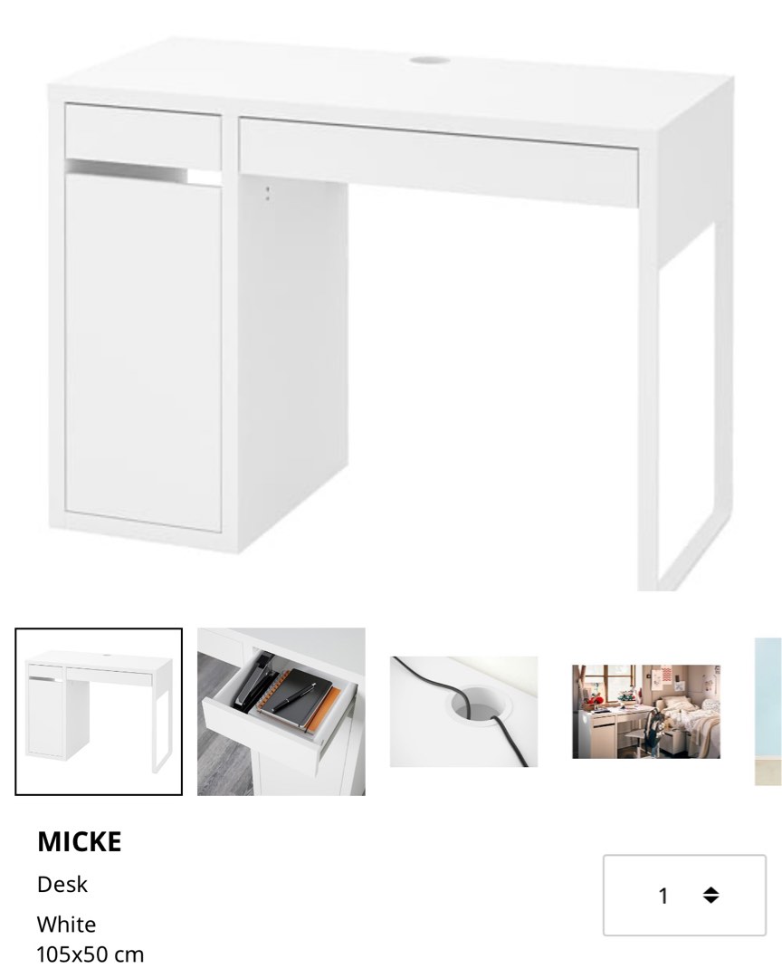 IKEA Micke Desk with chair, Furniture & Home Living, Furniture, Tables ...