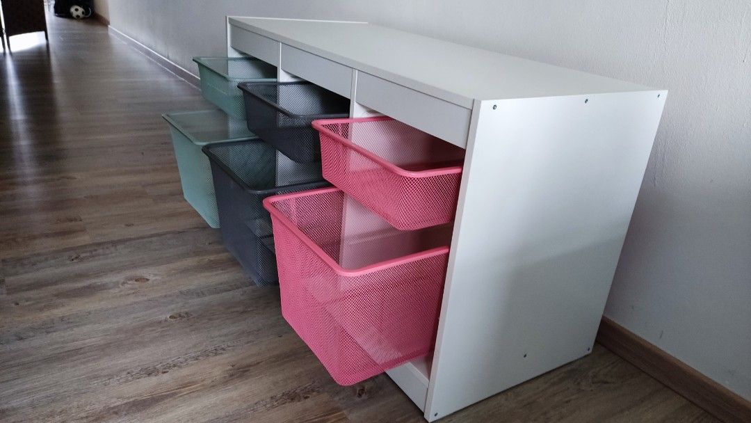 Ikea Trofast Storage With combination Mesh box, Furniture & Home Living ...