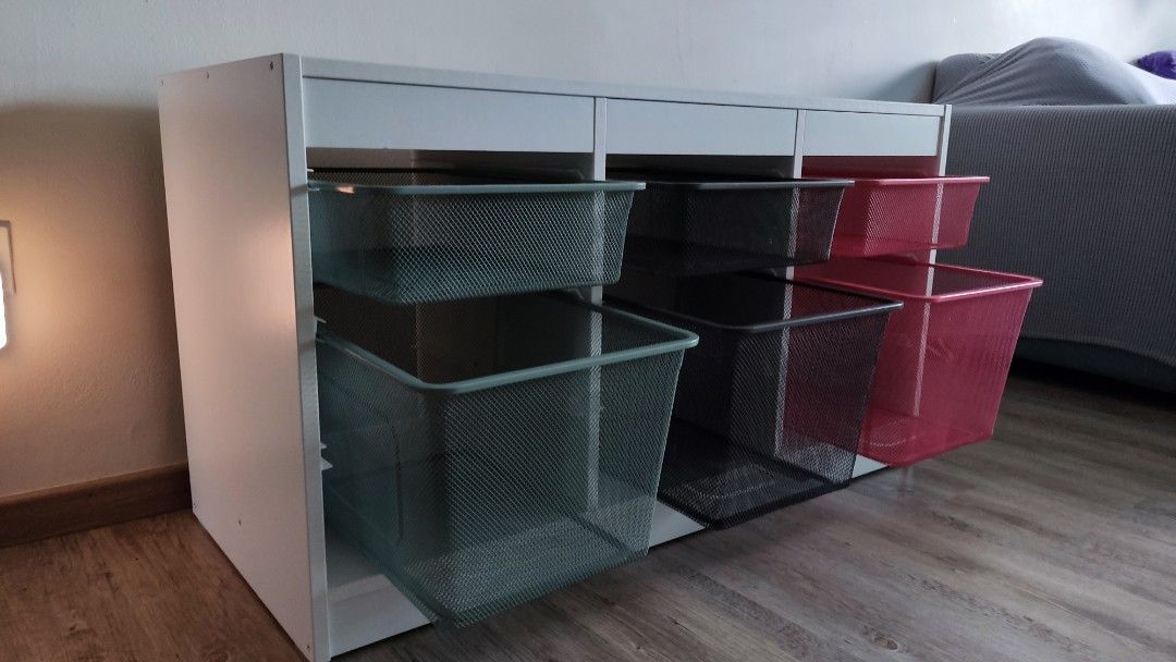 Ikea Trofast Storage With combination Mesh box, Furniture & Home Living ...