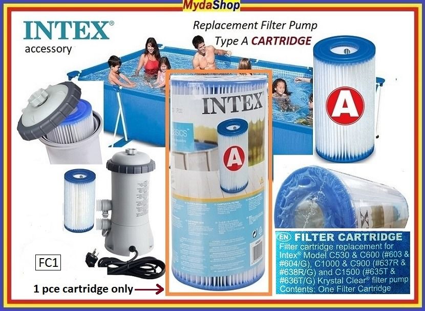 INTEX Pool Filter Pump Replacement Cartridge. Kartrij Penapis Air Kolam ...
