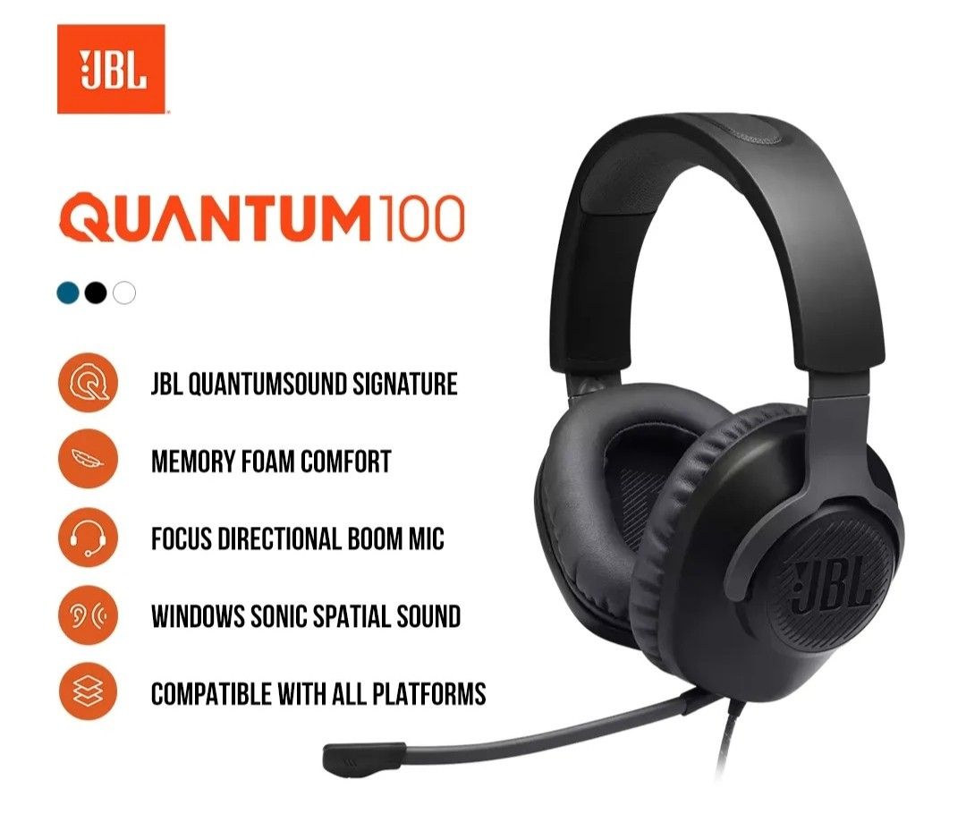 JBL Quantum 100 Wired Over-ear Gaming Headset with a detachable mic on ...