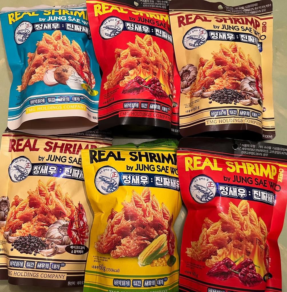 Jung Sae Woo Korean Real Shrimp Snacks Sealed, Food & Drinks, Packaged ...