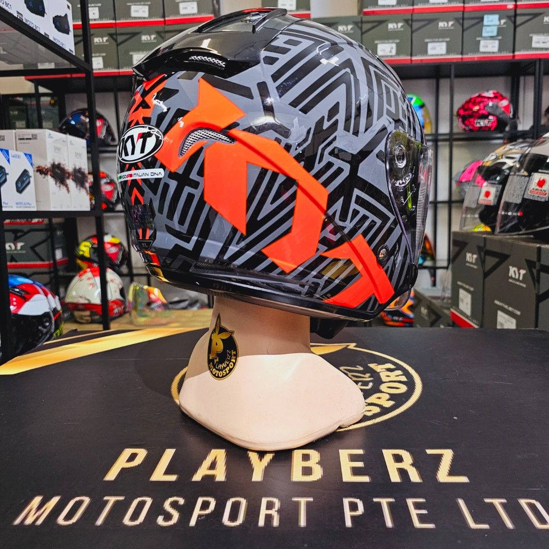 KYT HELLCAT NEON RED HELMET, Motorcycles, Motorcycle Apparel on Carousell