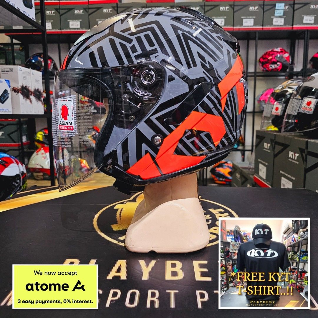 KYT HELLCAT NEON RED HELMET, Motorcycles, Motorcycle Apparel on Carousell