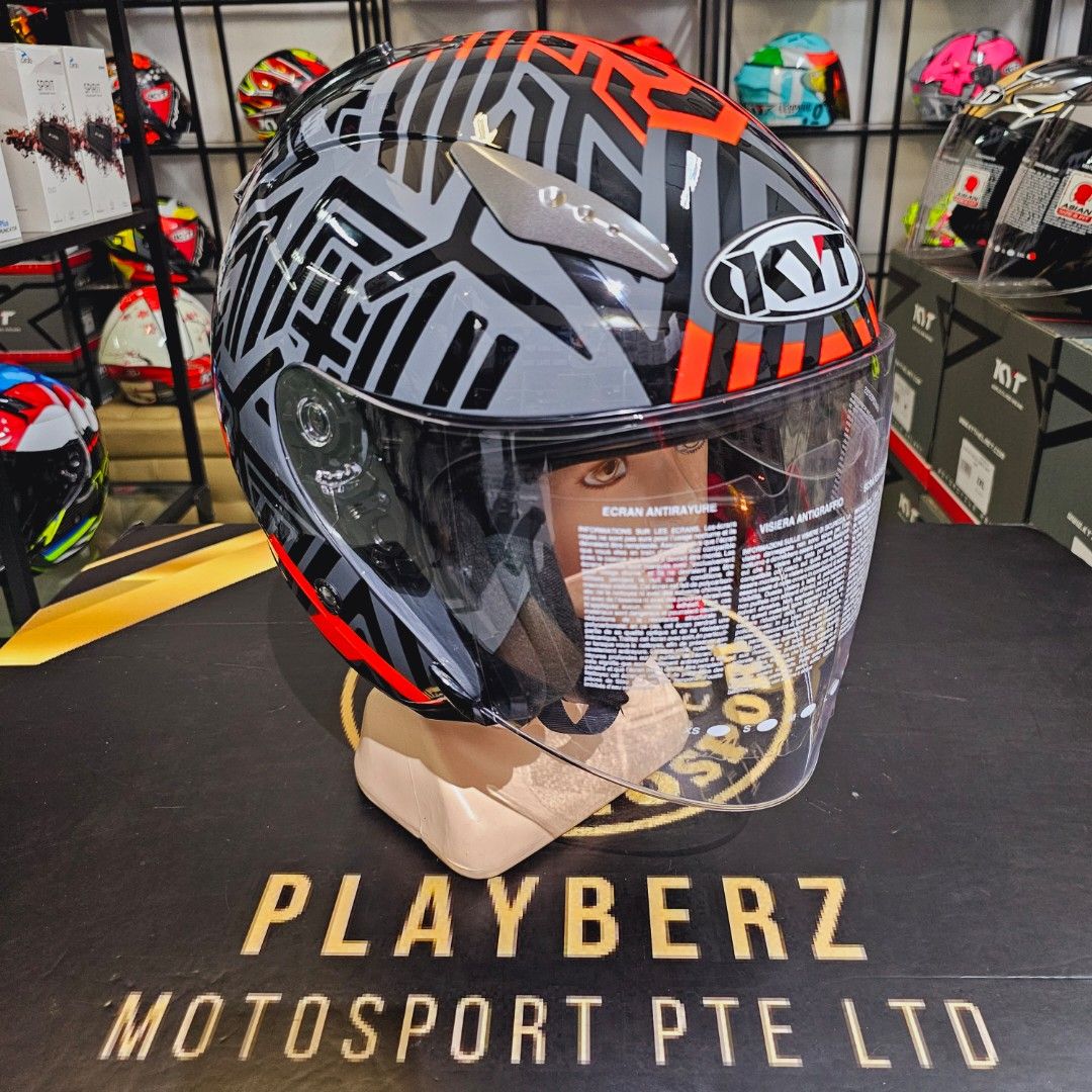 KYT HELLCAT NEON RED HELMET, Motorcycles, Motorcycle Apparel on Carousell