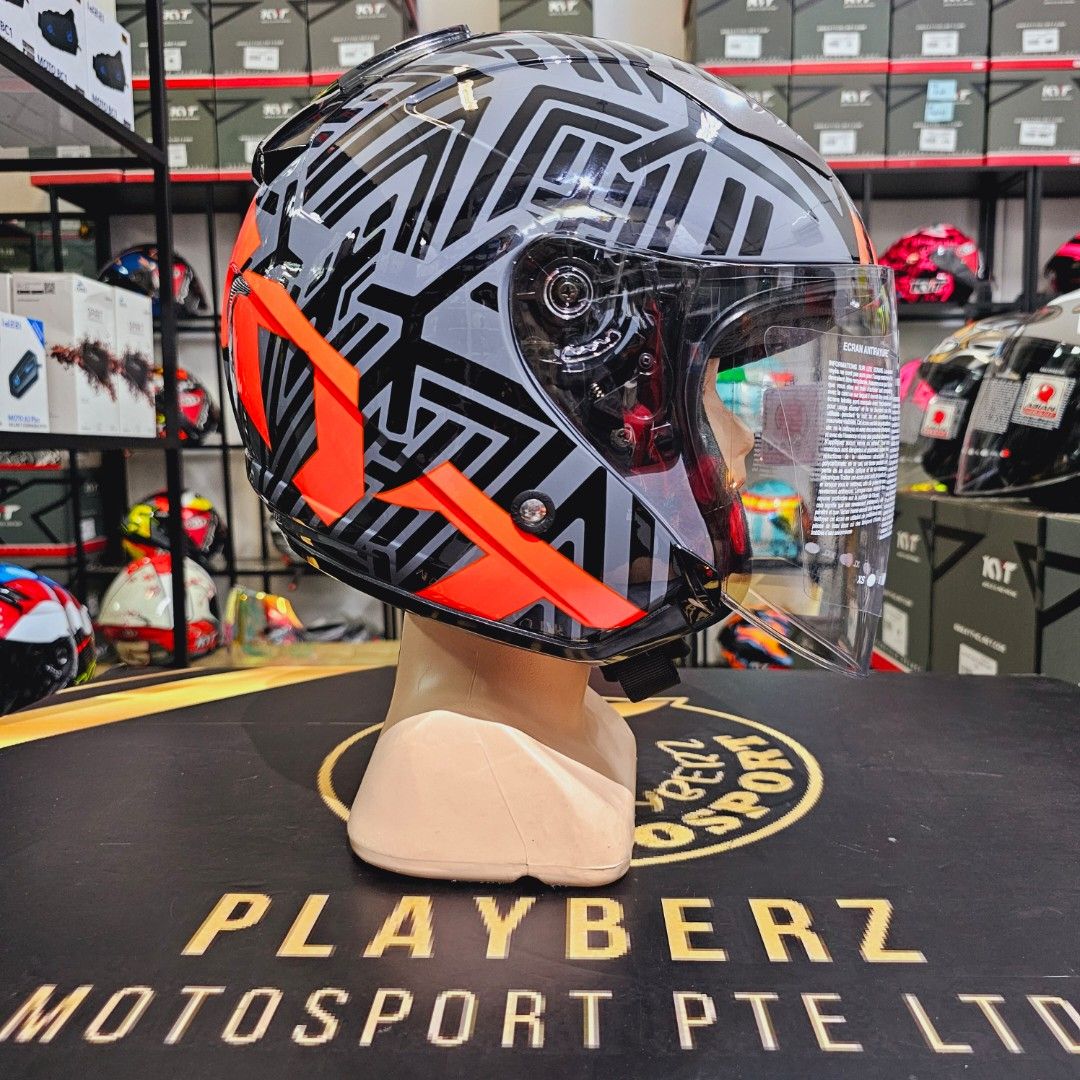 KYT HELLCAT NEON RED HELMET, Motorcycles, Motorcycle Apparel on Carousell