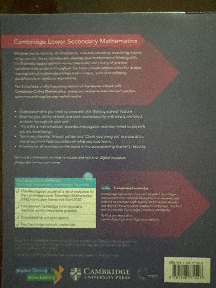 mathematics lower secondary year 8 textbook, Hobbies & Toys, Books ...