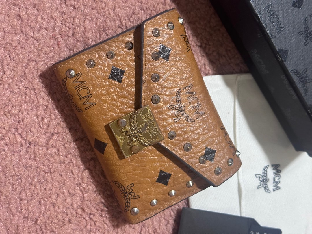 MCM wallet with studs, Luxury, Bags & Wallets on Carousell