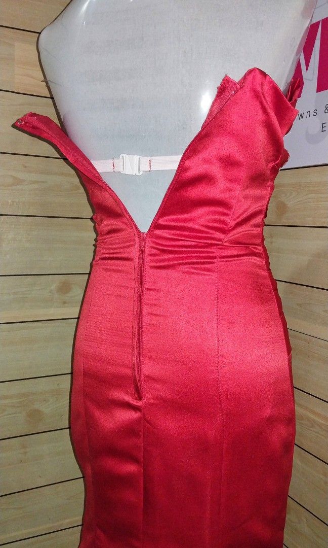 MERMAID SILK RED TUBE GOWN, Women's Fashion, Dresses & Sets, Evening ...