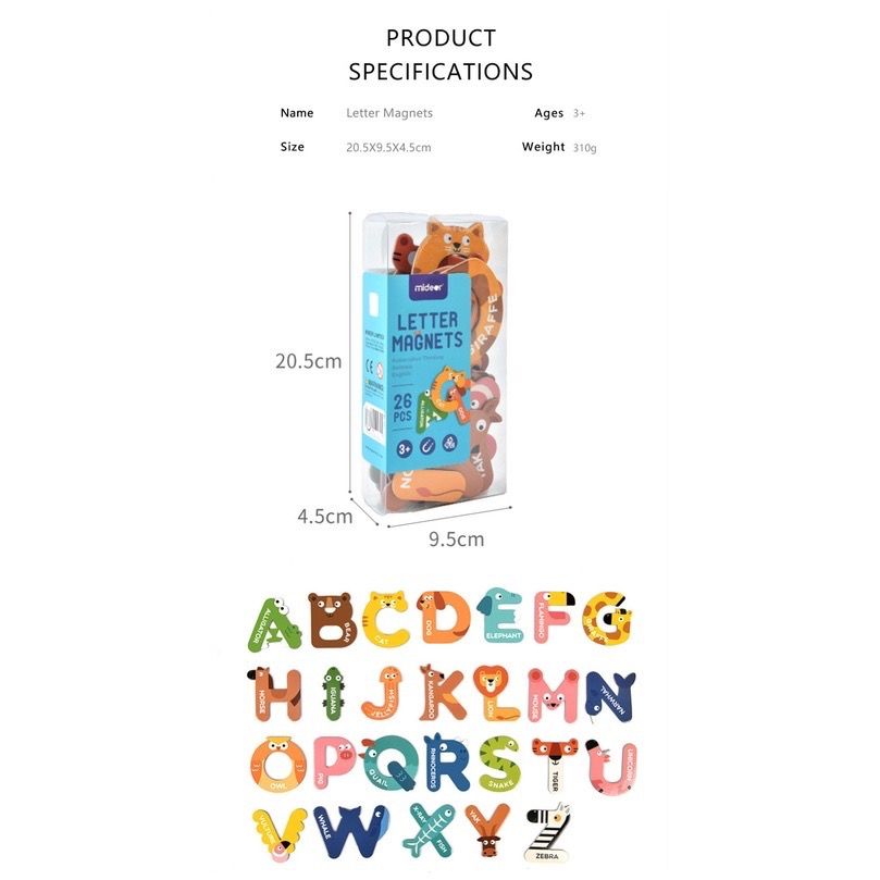 Mideer Magnet Kids Toys Letter Alphabet Number Fridge Magnetic for ...