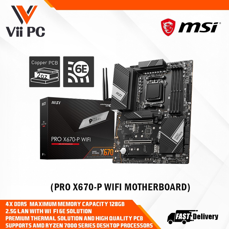 MSI PRO X670-P/X670 P WIFI AMD RYZEN 7000/DDR5/2.5G LAN/Wi-Fi 6E/High Quality PCB/AUDIO BOOST 5 ...