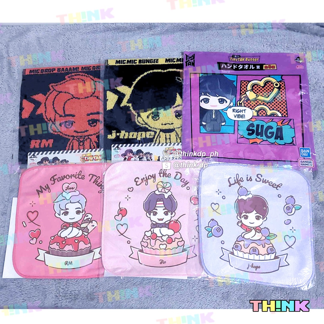 ON HAND BTS TinyTAN Hand Towel ( rm jin yoongi suga jhope butter sweet time mic drop ), Hobbies ...