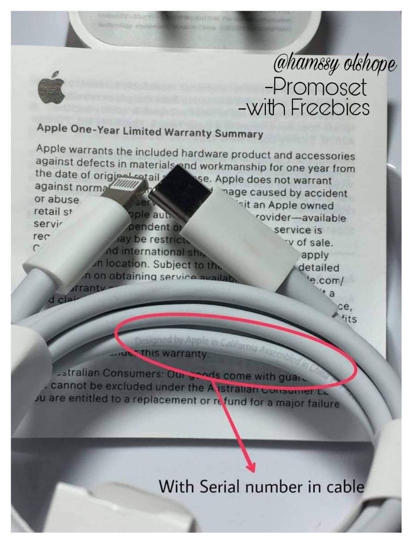 ORIGINAL 20WATTS POWER ADAPTER WITH USB-C LIGHTNING.with serial. Apple ...