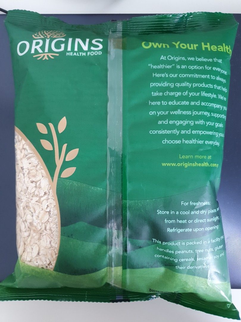 Origins Health Food Raw Rolled Oats 500g, Food & Drinks, Packaged ...