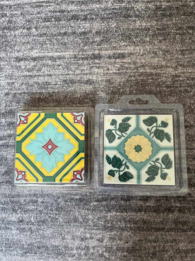 Peranakan tiles inspired coasters, Furniture & Home Living, Home ...