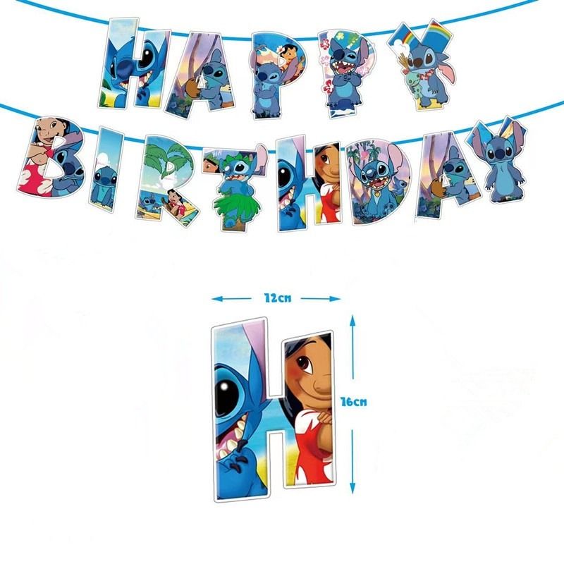 Popular Stitch Birthday Theme Set: HBD Banner, Big Cake Topper, Cupcake ...