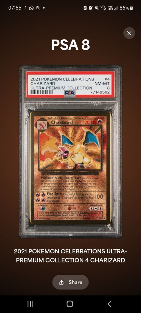 PSA 8 CHARIZARD BASE SET METAL 25TH ANNIVESARY PREMIUM COLLECTION POKEMON TCG CARDS NOT UMBREON ...