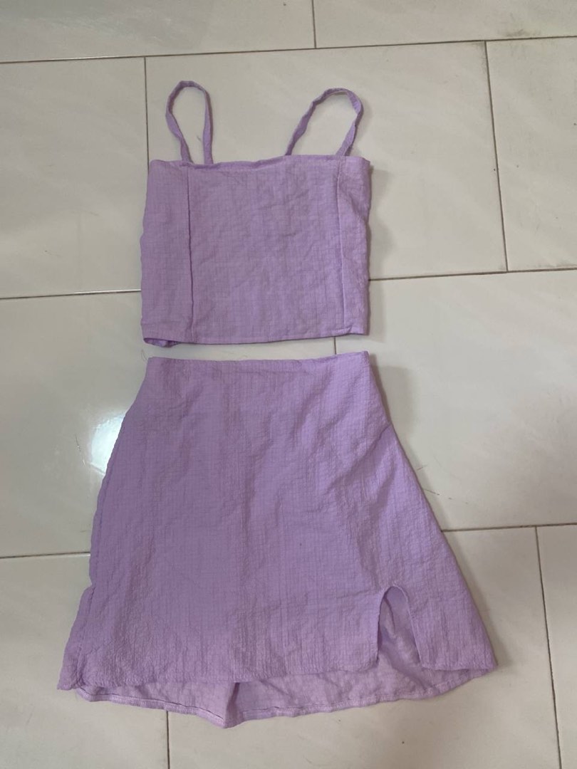 Purple matching top and bottom set, Women's Fashion, Dresses & Sets ...