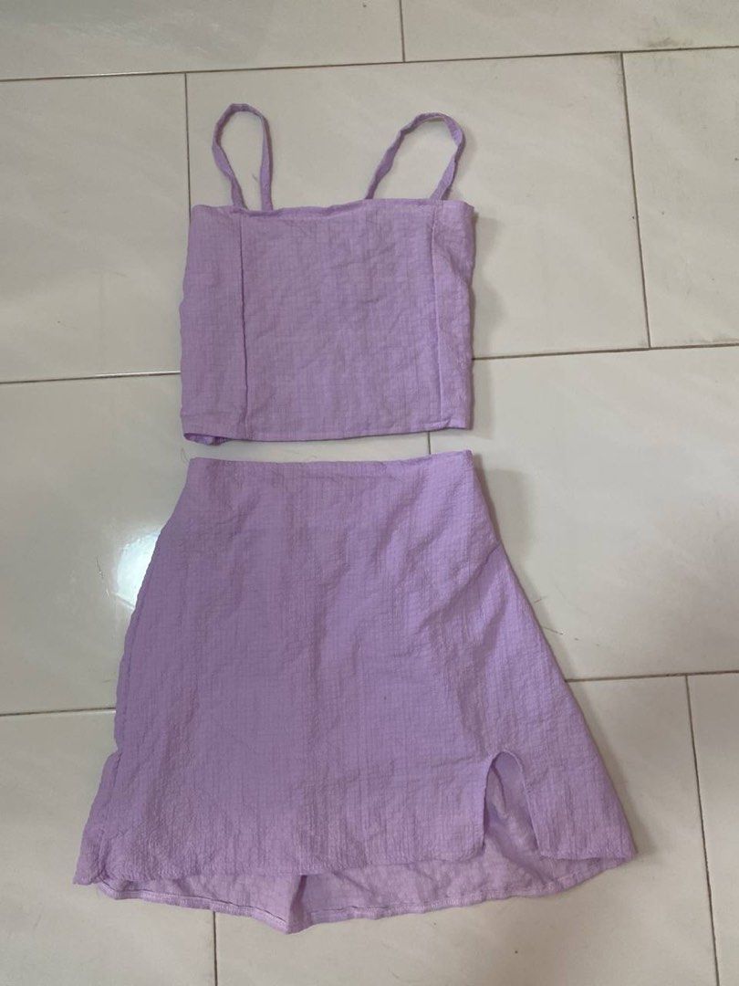 Purple matching top and bottom set, Women's Fashion, Dresses & Sets ...