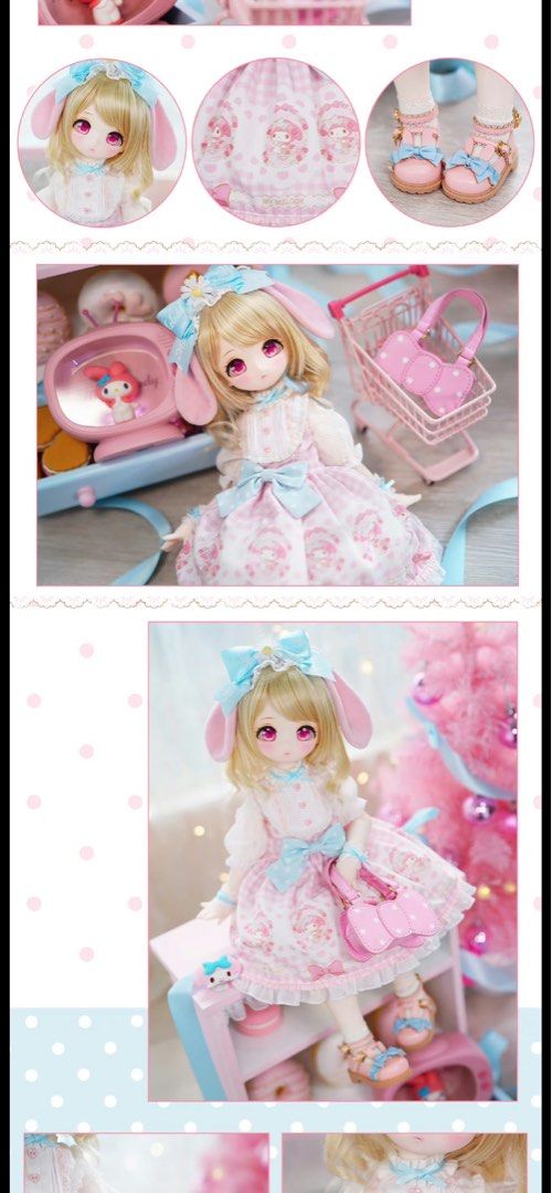 PUYOODOLL x sanrio my melody 三麗鷗美樂蒂熊妹bjd 4分, 興趣及遊戲, 收藏品及紀念品, 明星周邊 ...